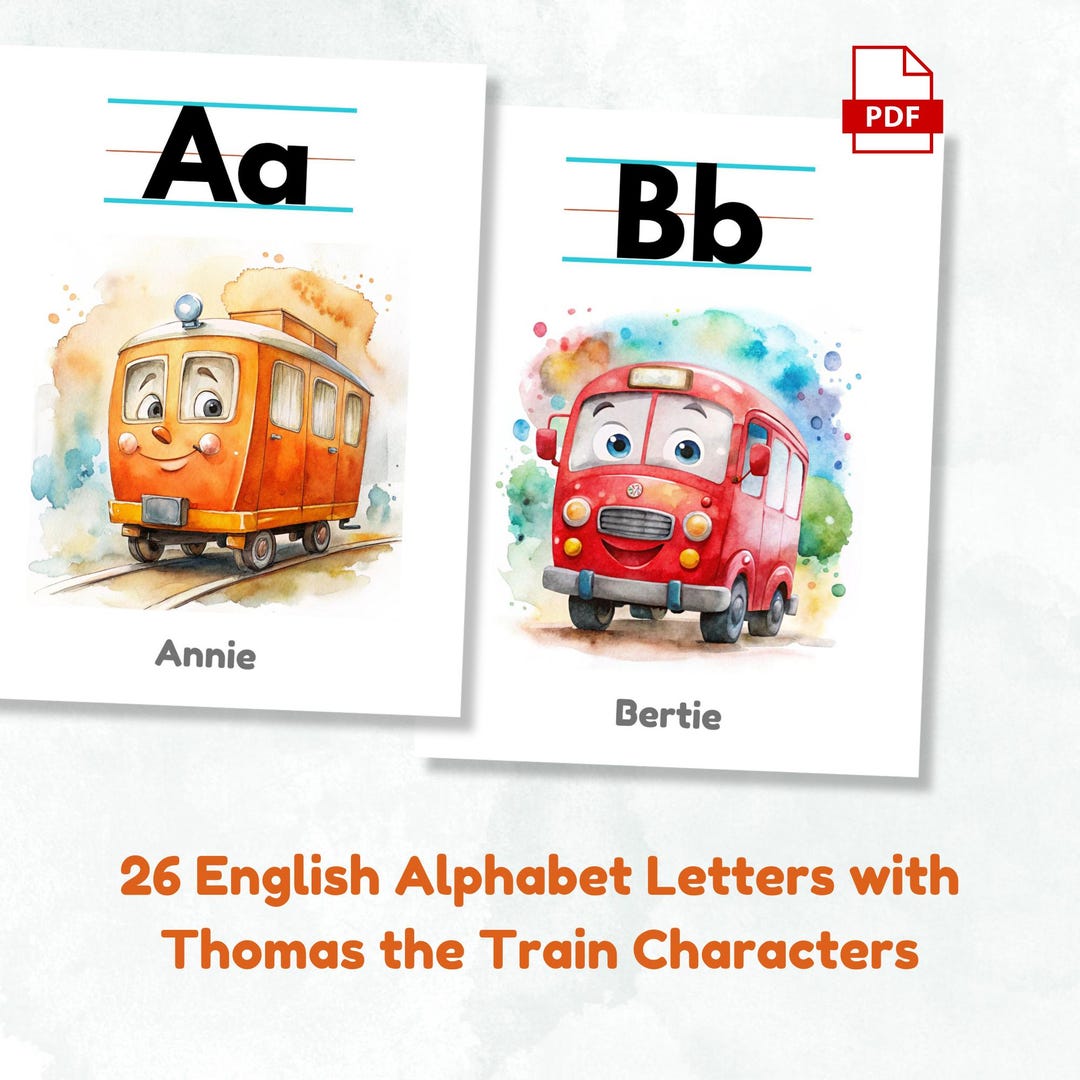 Thomas Train Watercolor Alphabet Posters | Kids Learning Printable - Etsy