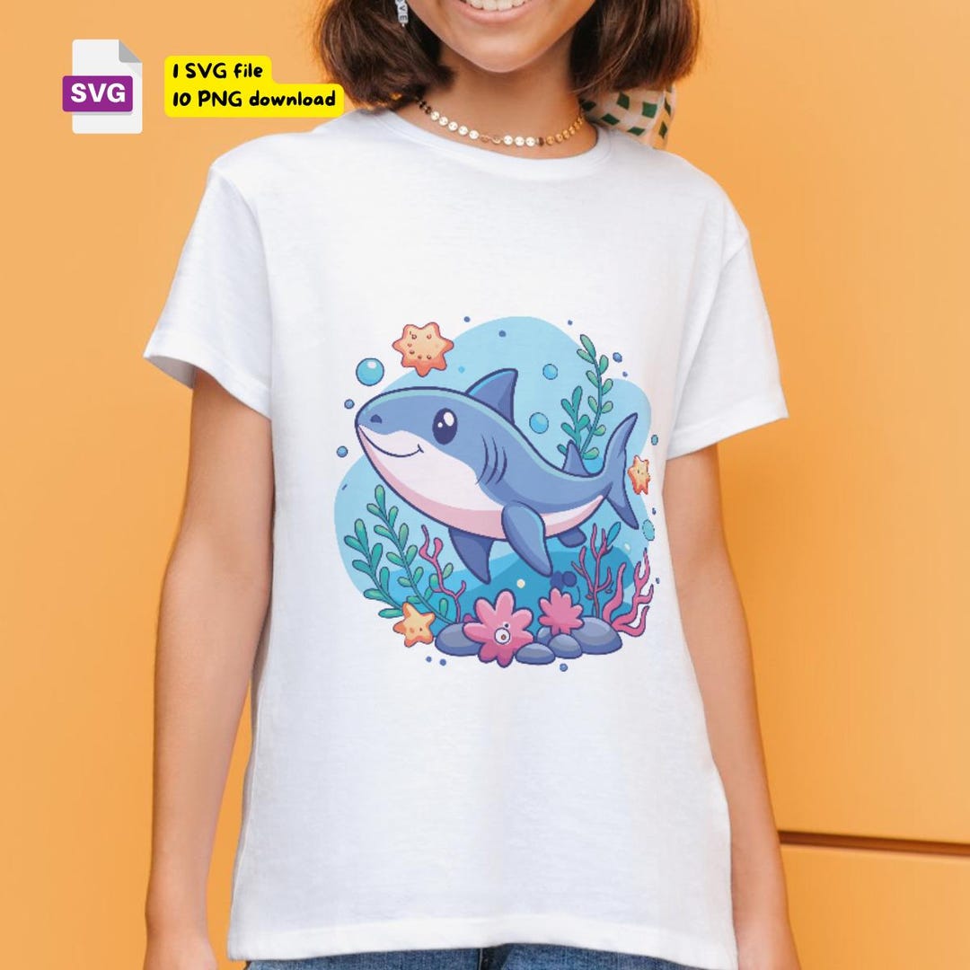 Cute Shark Week SVG Bundle - 10 Adorable Shark Designs for T-shirts ...