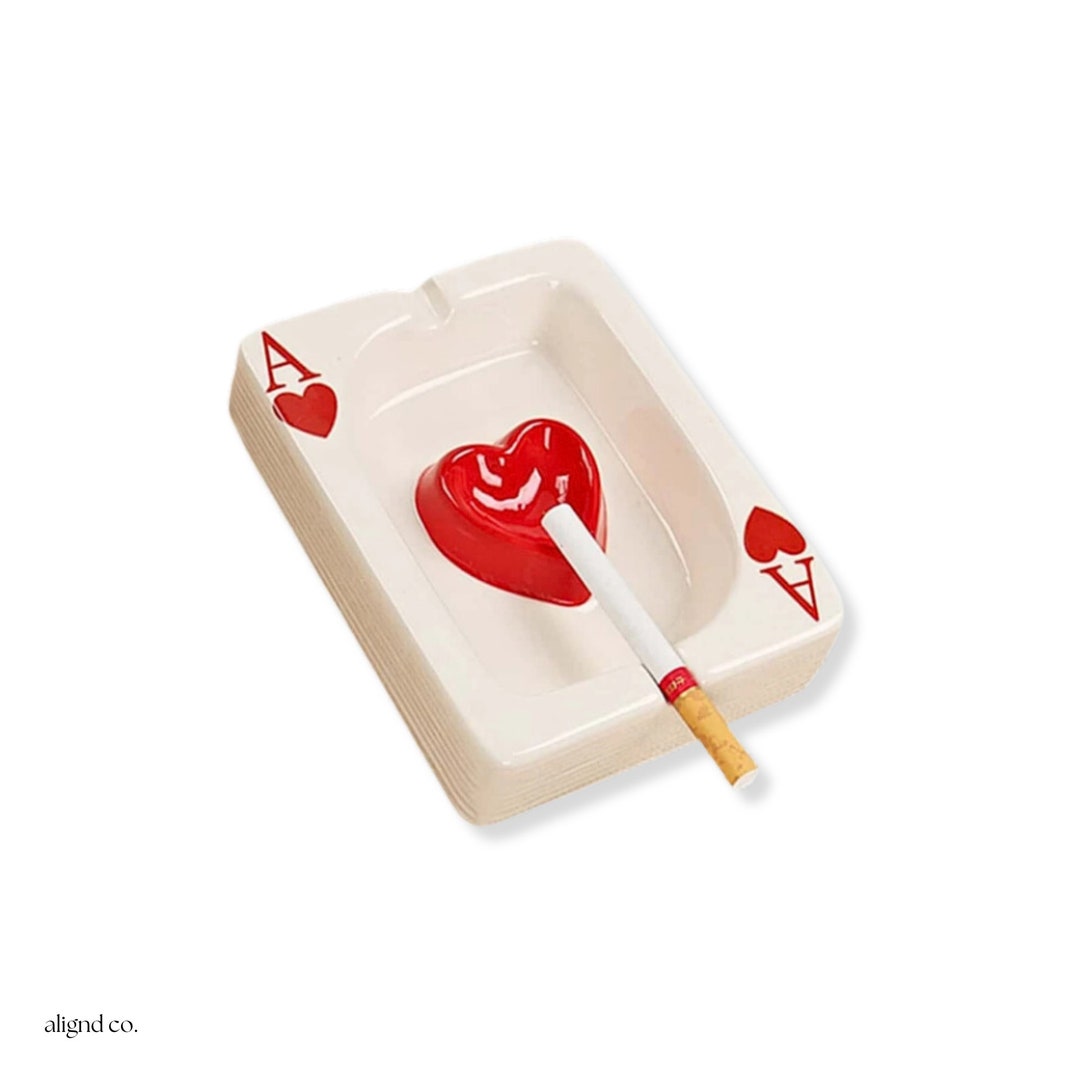 Ceramic Ashtray Poker Card Red & Black Coffee Table Decor - Etsy