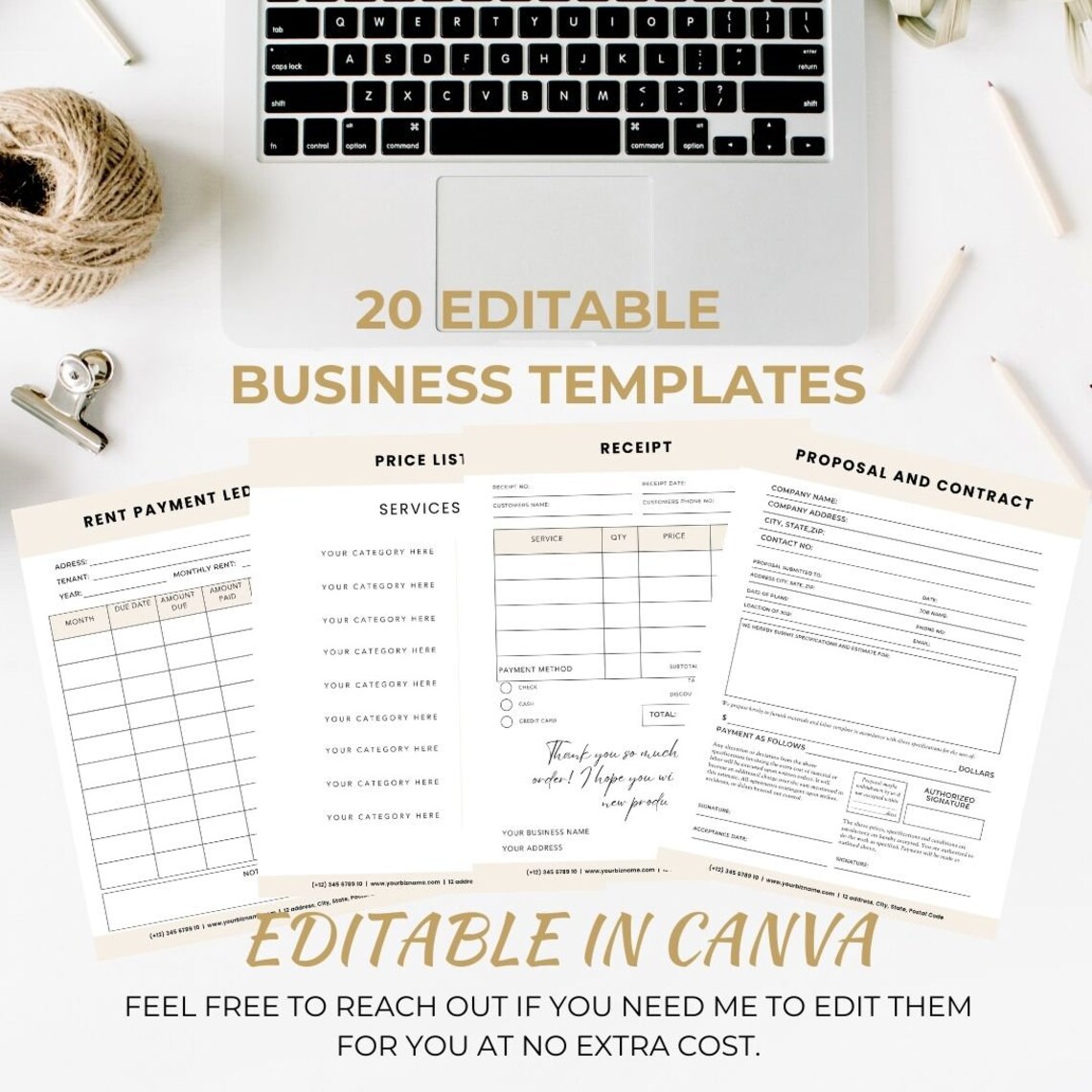 20 Business Templates Bundle Pack 2 I Editable Canva Template I Order ...