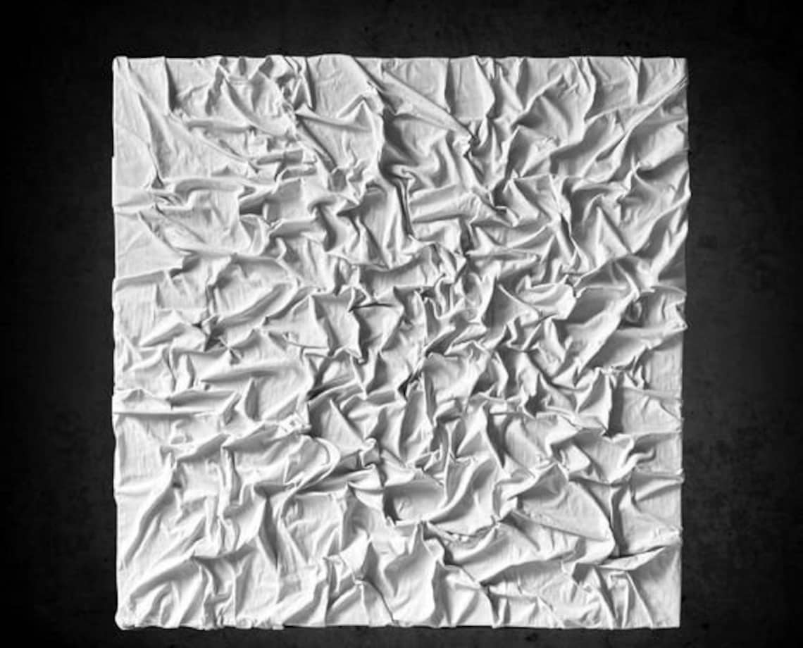 Original White Fabric Textured, Abstract Canvas Painting, Large Plaster ...