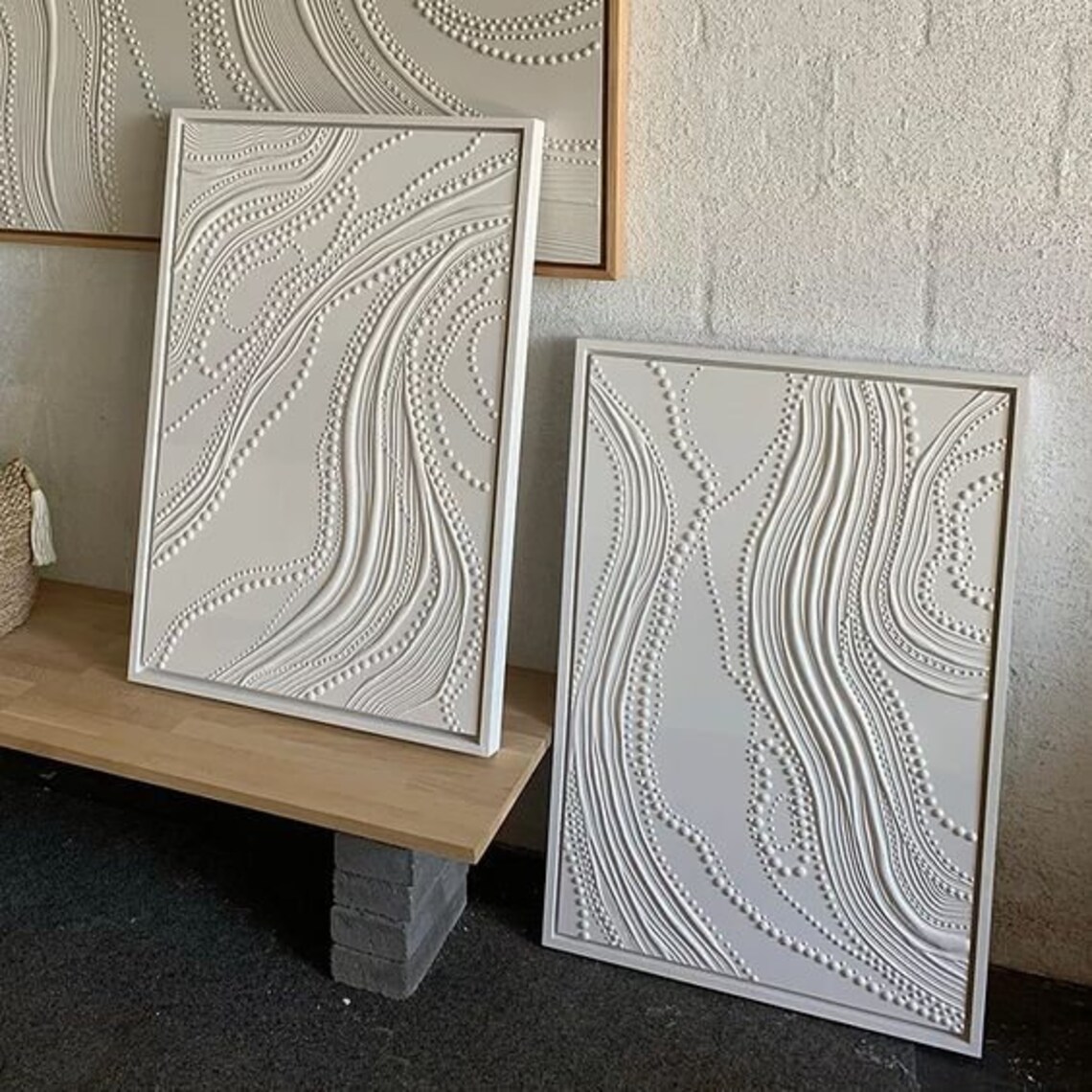 White Plaster Wall Art,handmade Textured Painting,3d Abstract Art ...