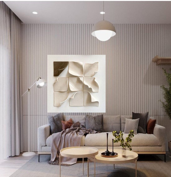 Beige 3D Textured Abstract Wall Art,beige Artwork,minimalist Abstract ...