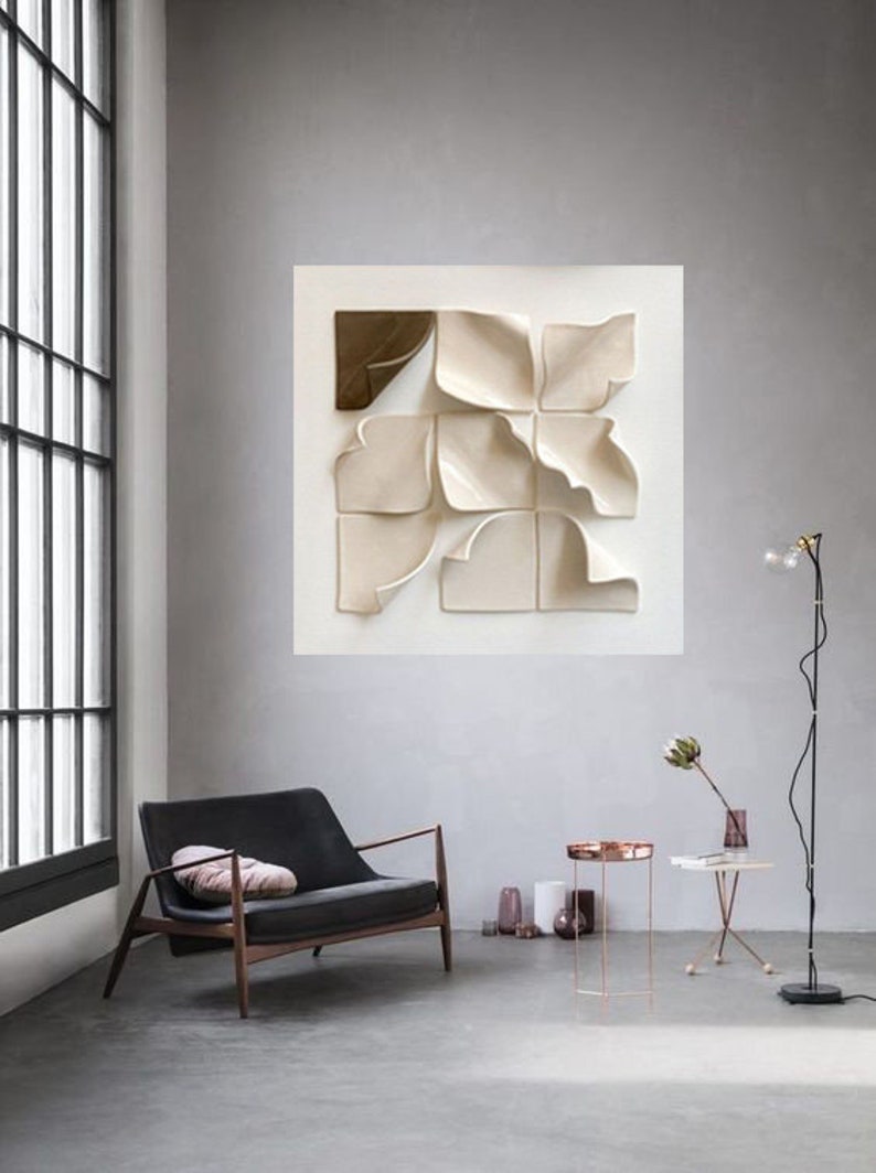 Beige 3D Textured Abstract Wall Art,beige Artwork,minimalist Abstract ...