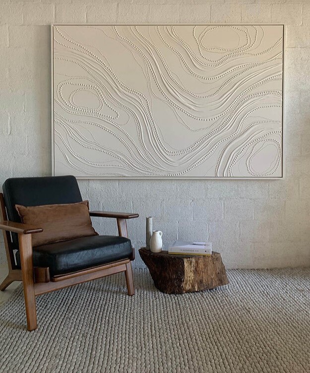 White Plaster Wall Art,handmade Textured Painting,3d Abstract Art ...