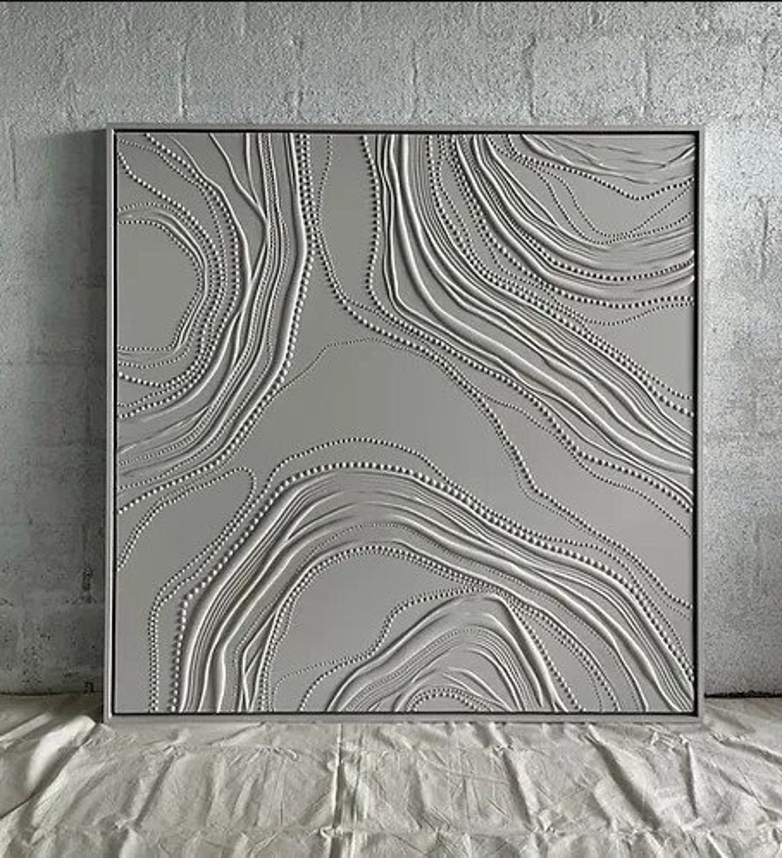 White Plaster Wall Art,handmade Textured Painting,3d Abstract Art ...