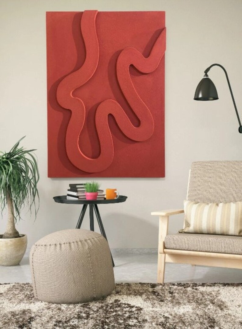 Red Abstract Sculpture Painting, Abstract Textured Canvas, 3D Textured ...