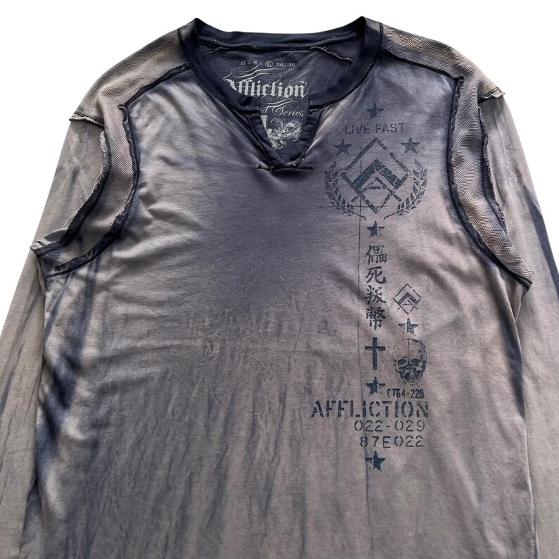 Affliction Skull Grunge Cyber Y2K Style Long Sleeve - Etsy