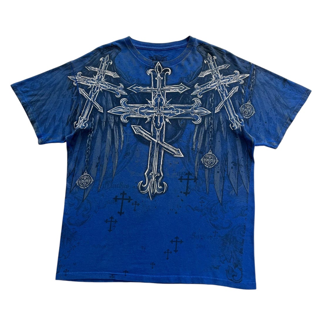 MMA Elite Cross Wing Grunge Cyber Y2K Style T-shirt - Etsy
