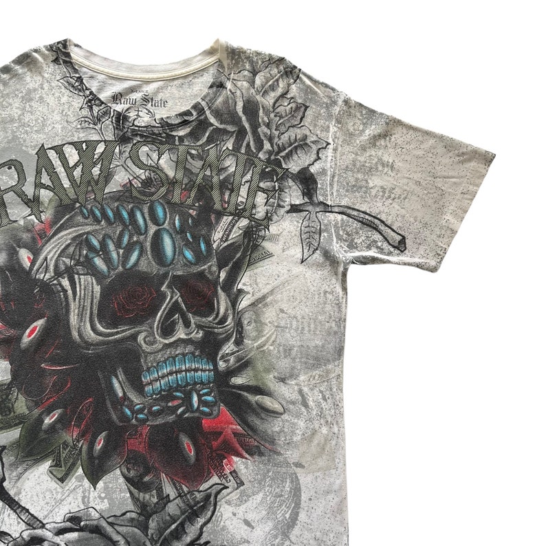 Raw State Skull Grunge Cyber Y2K Style T-shirt - Etsy