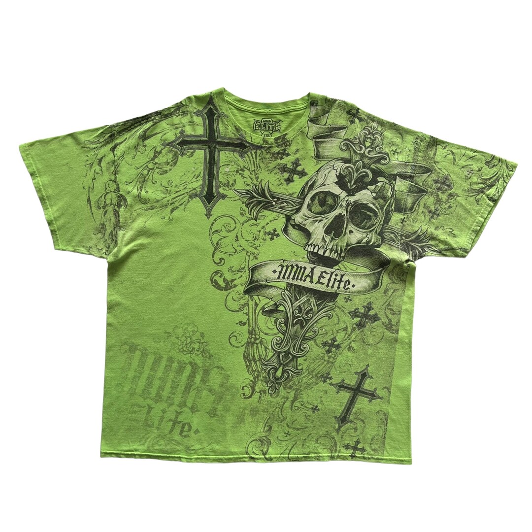 MMA Elite Skull Cross Grunge Cyber Y2K Style T-shirt - Etsy