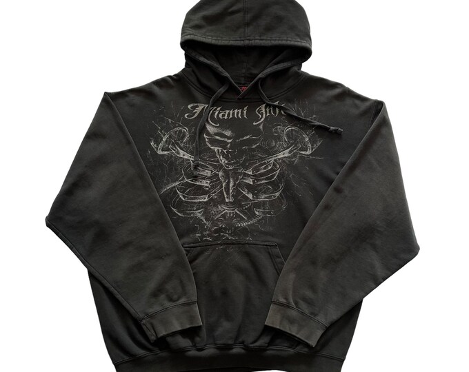 Miami Ink Skull Grunge Cyber Y2K Style Hoodie - Etsy
