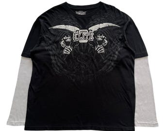 MMA Elite Skull Double Layer Grunge Cyber Y2K Style Long Sleeve - Etsy