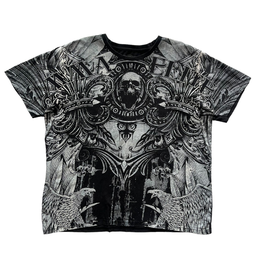 MMA Elite Skull Cross Grunge Cyber Y2K Style T-shirt - Etsy