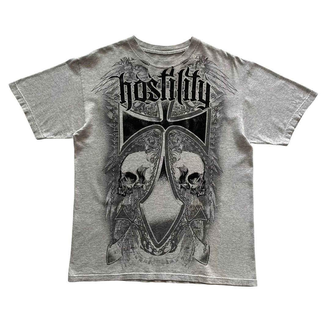 Hostility Skull Cross Wing Grunge Cyber Y2K Style T-shirt - Size M - Etsy