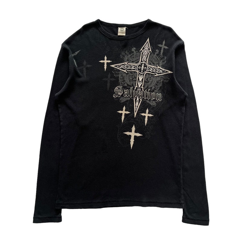 Hybrid Salvation Cross Grunge Cyber Y2K Thermal Style Long Sleeve - Etsy