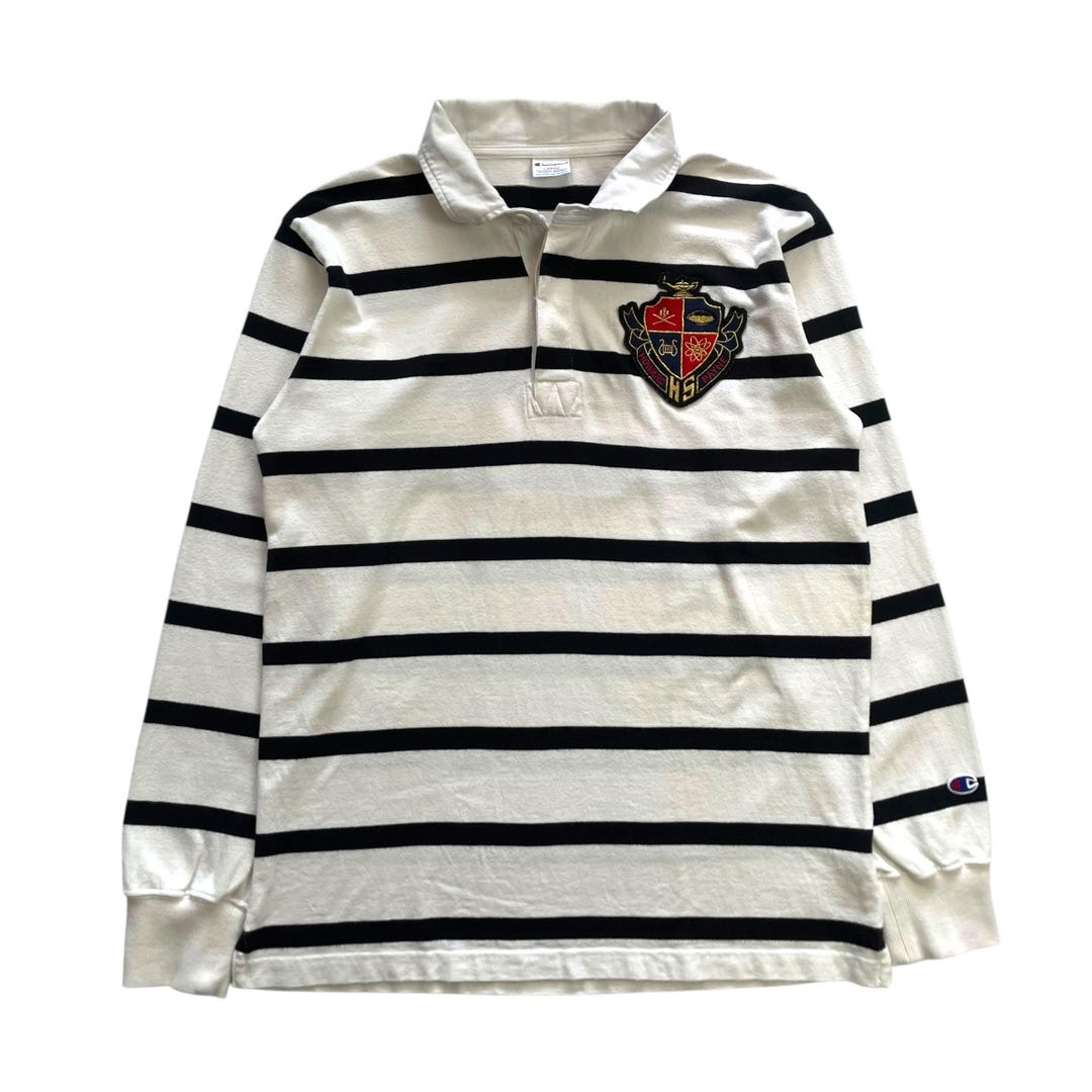Champion Number 5 Striped Crest Logo Long Sleeve Rugby Shirt - Etsy