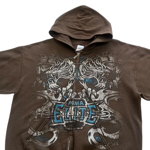 MMA Elite Skull Grunge Cyber Y2K Style Zip up Hoodie - Size L - Etsy