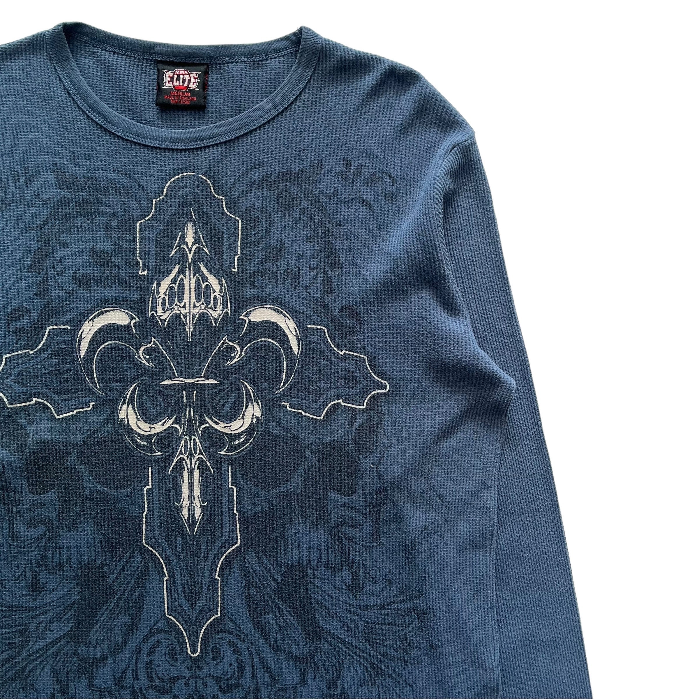MMA Elite Skull Cross Grunge Cyber Y2K Thermal Style Long Sleeve - Etsy
