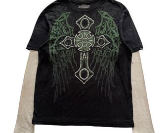 MMA Elite Cross Wing Grunge Cyber Y2K Style Long Sleeve - Etsy