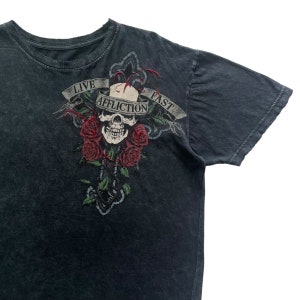 Affliction Skull Cross Roses Grunge Cyber Y2K Style T-shirt - Etsy
