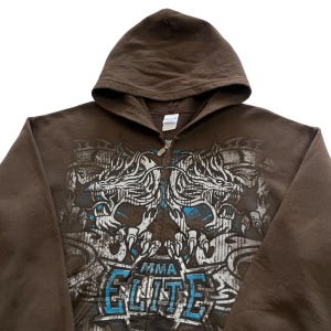 MMA Elite Skull Grunge Cyber Y2K Style Zip up Hoodie - Size L - Etsy