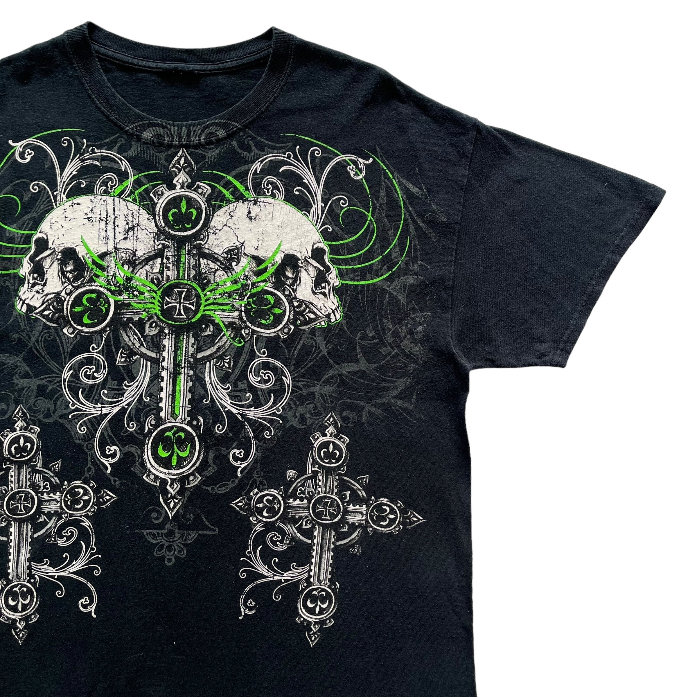 Skull Cross Grunge Cyber Y2K Style T-shirt - Etsy