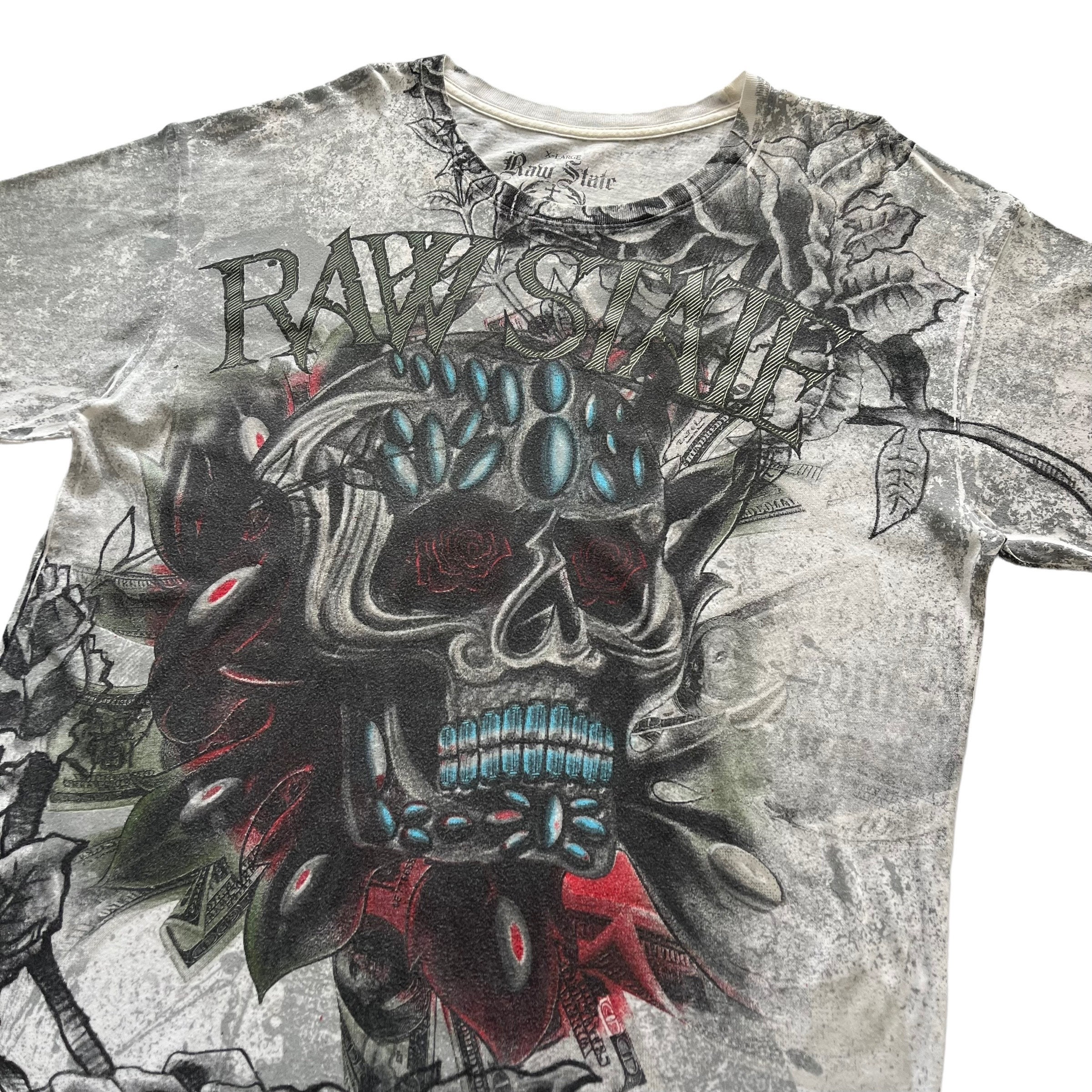 Raw State Skull Grunge Cyber Y2K Style T-shirt - Etsy