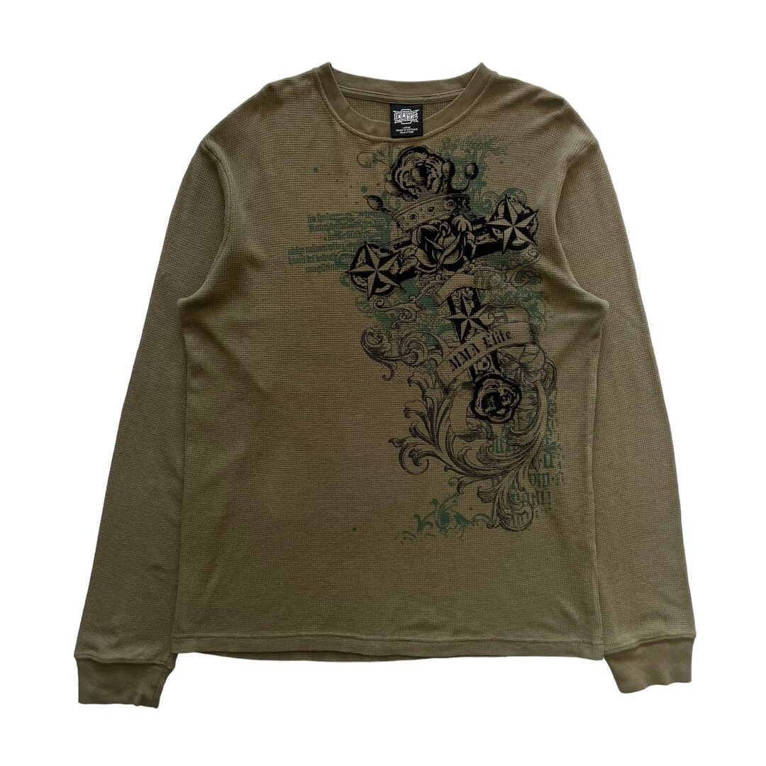 MMA Elite Cross Grunge Cyber Y2K Thermal Style Long Sleeve - Etsy