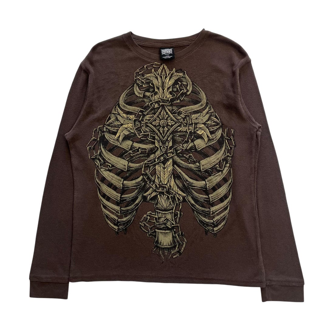 MMA Elite Cross Wing Grunge Cyber Y2K Thermal Style Long Sleeve - Etsy