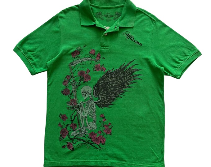 Affliction Skull Wing Grunge Cyber Y2K Style Polo Shirt - Etsy