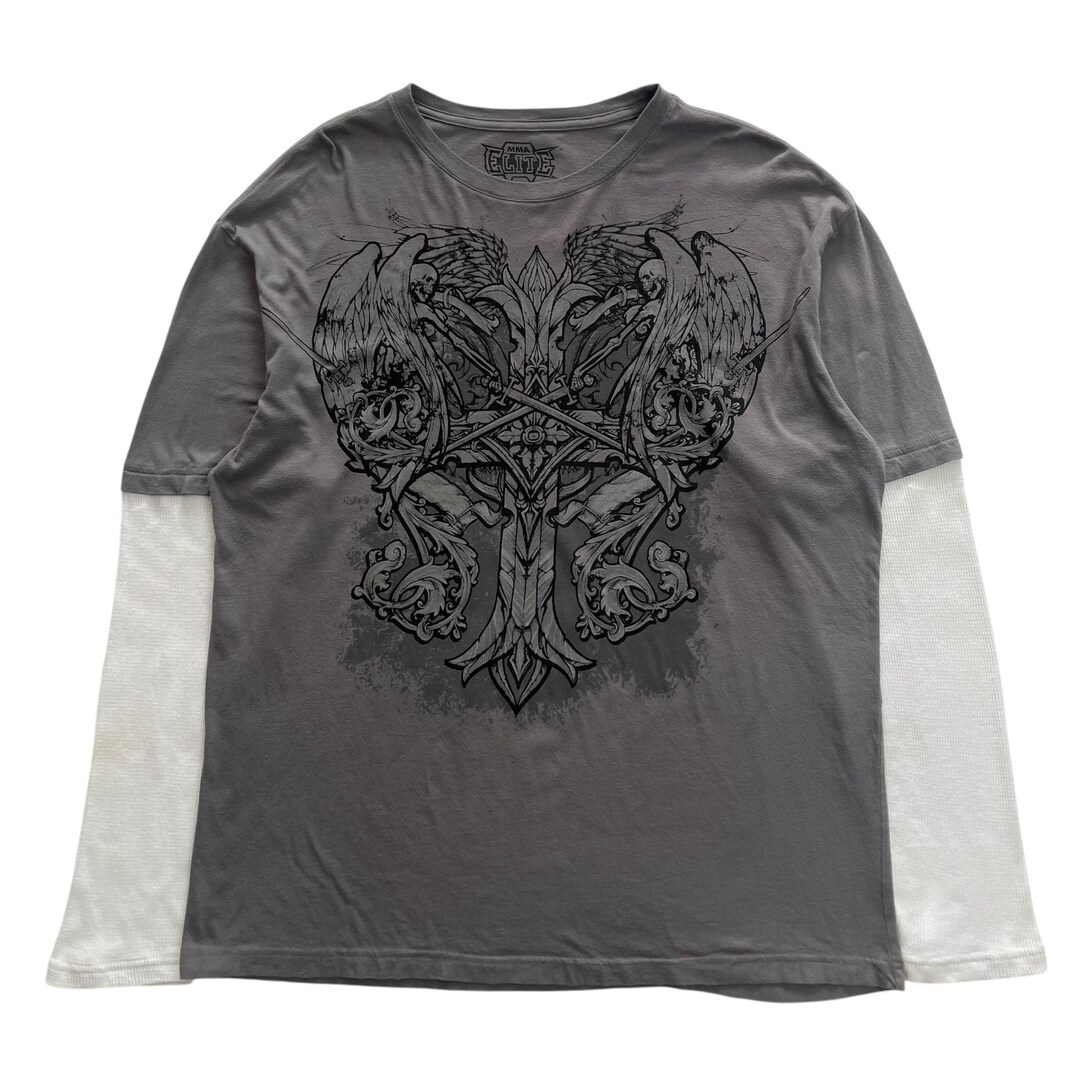 MMA Elite Cross Wing Double Layer Grunge Cyber Y2K Style Long Sleeve - Etsy