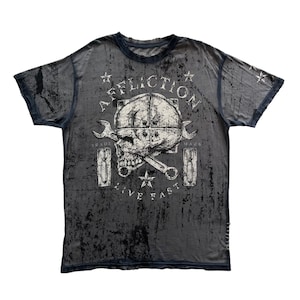Affliction Live Fast Skull Grunge Cyber Y2K Style T-shirt - Etsy