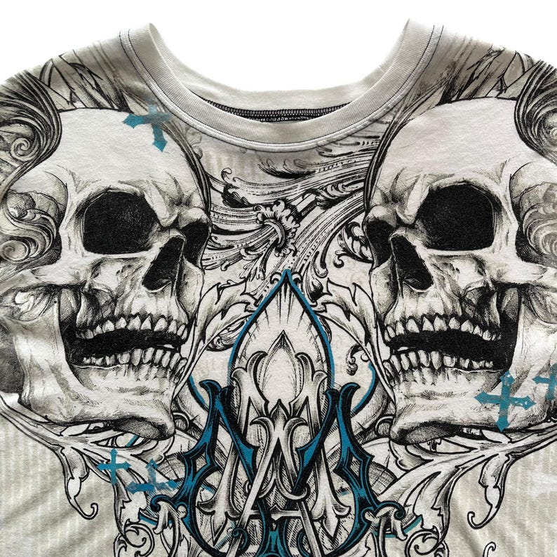 MMA Elite Skull Cross Grunge Cyber Y2K Style T-shirt - Etsy
