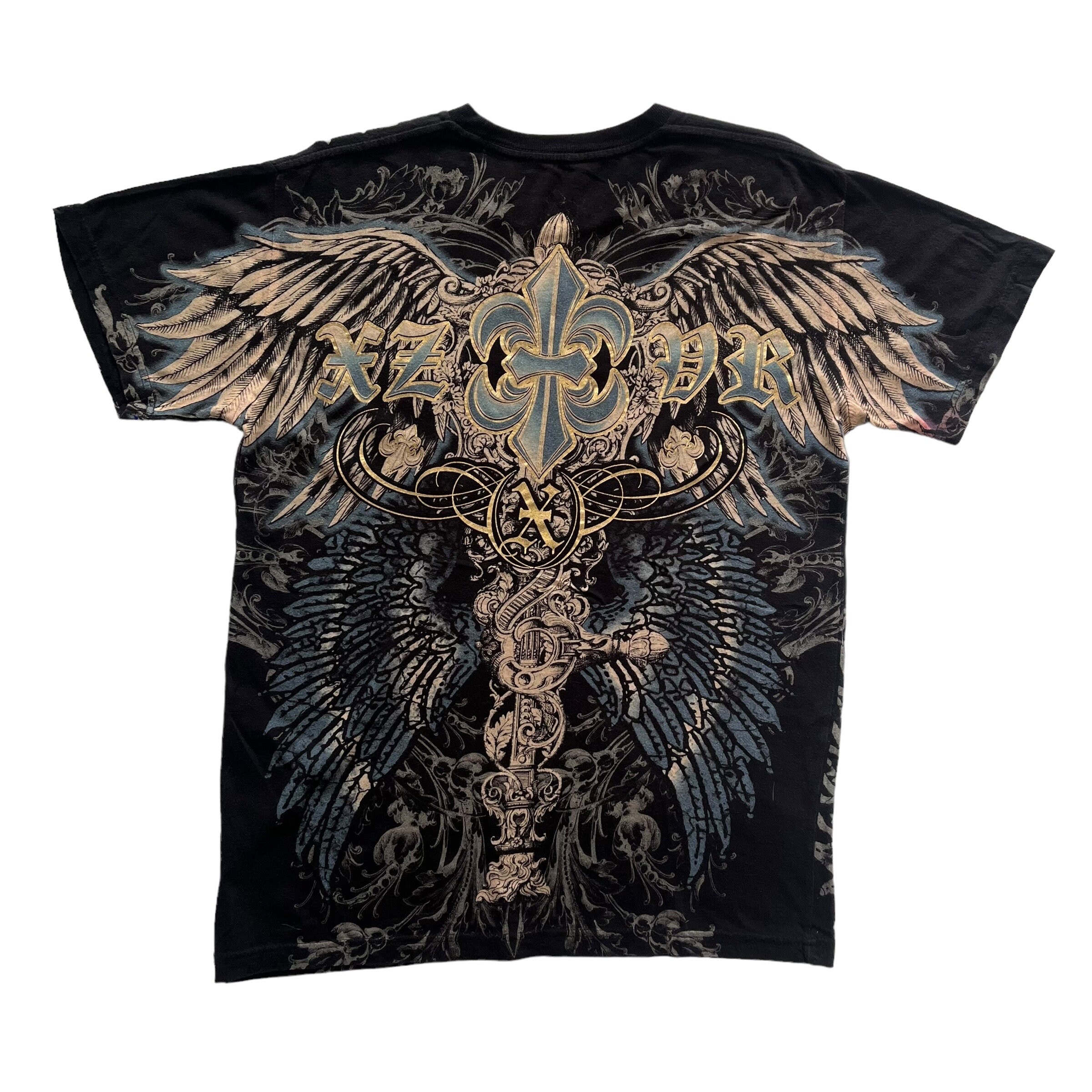 Xzavier Cross Wing Rhinestone Grunge Cyber Y2K Style T-shirt - Etsy