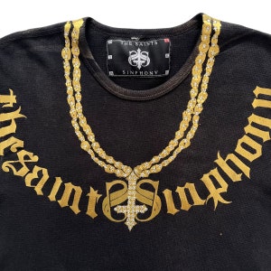 The Saints Sinphony Skull Cross Necklace Rhinestone Grunge Cyber Y2K ...