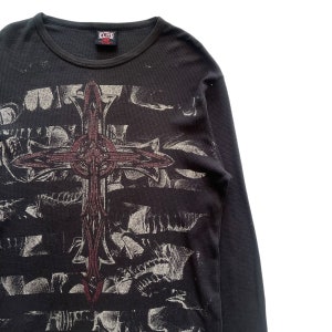 MMA Elite Skull Cross Grunge Cyber Y2K Thermal Style Long Sleeve - Etsy