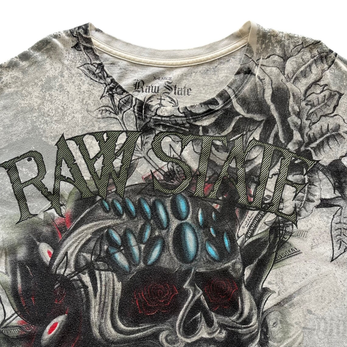 Raw State Skull Grunge Cyber Y2K Style T-shirt - Etsy