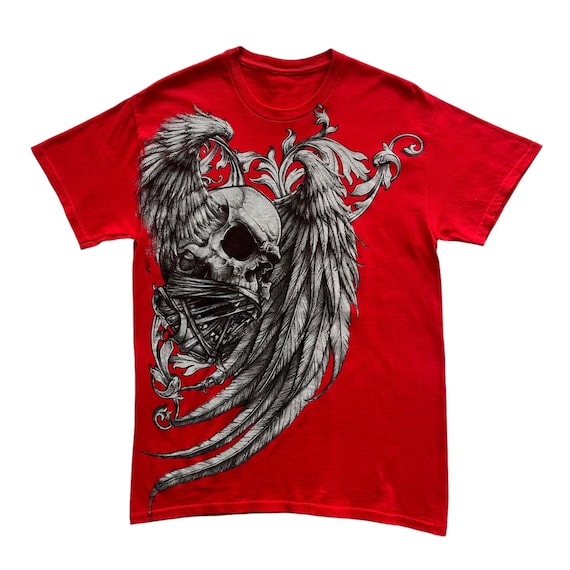 Skull Wing Grunge Cyber Y2K Style T-Shirt - Gem