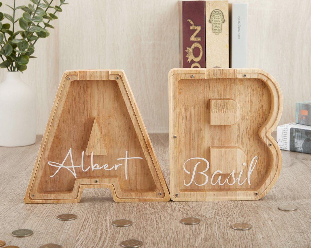 Personalized Letter Piggy Bank,custom Name Coin Bank,handmade Wooden ...