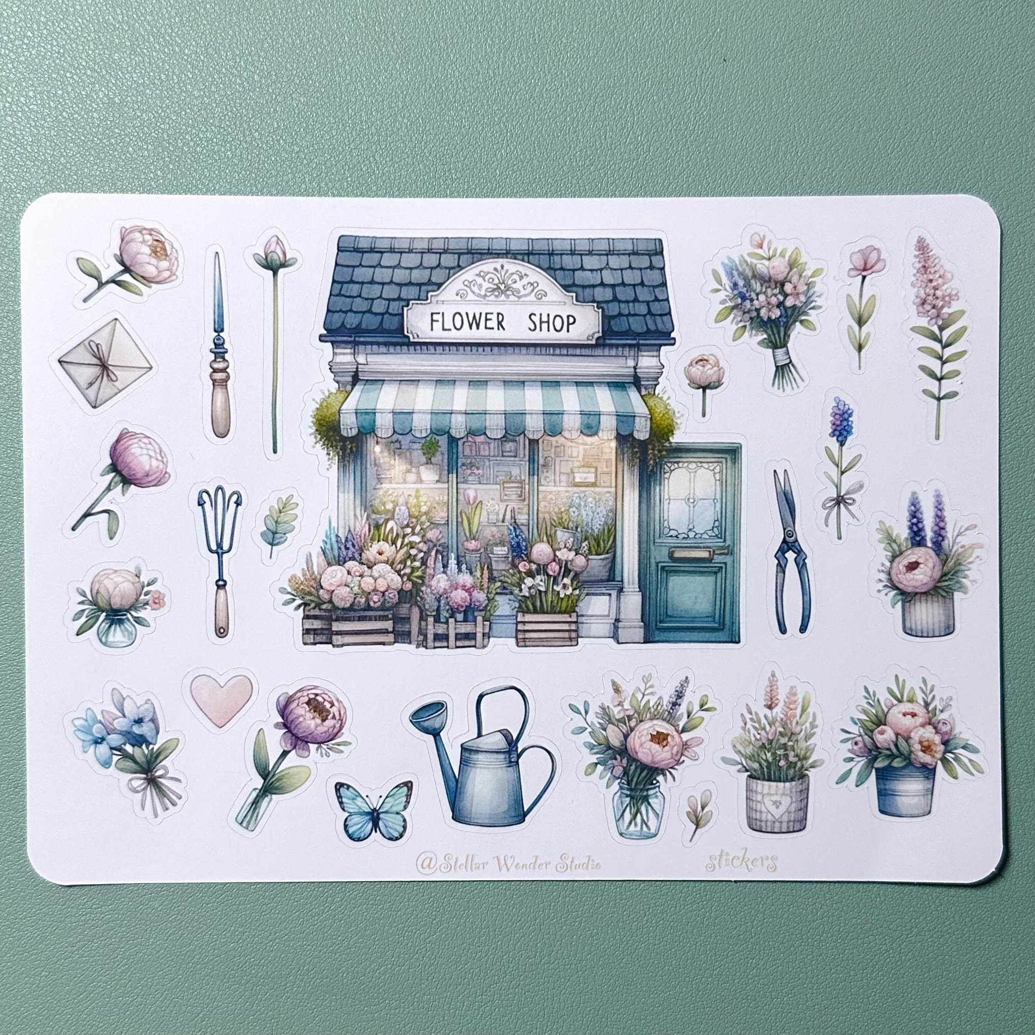 Sticker Sheet Flower Shop Decoration for Festival Journal Planner ...