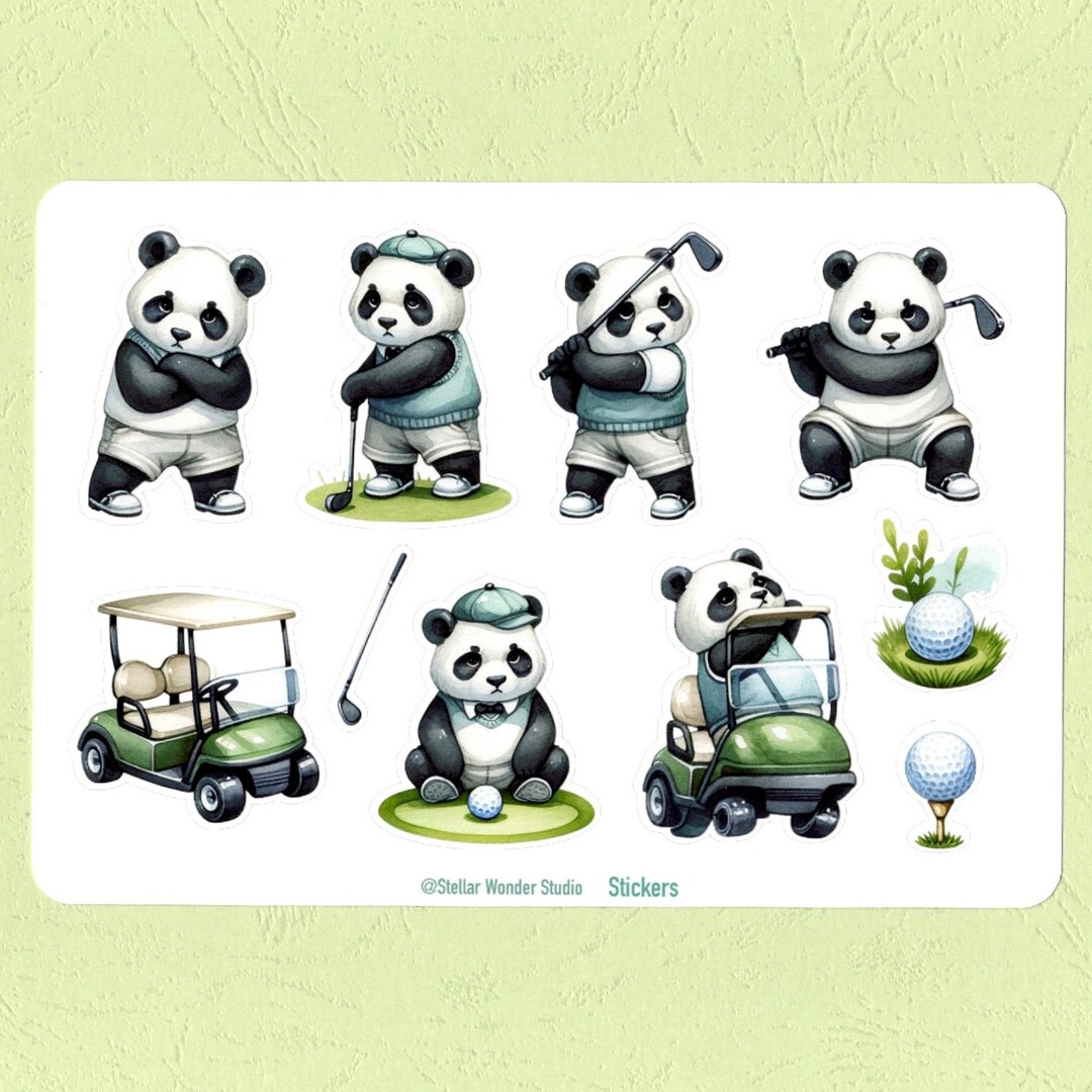 Sticker Sheet - Panda | Golf | Sports| Cute Animals | Festival ...