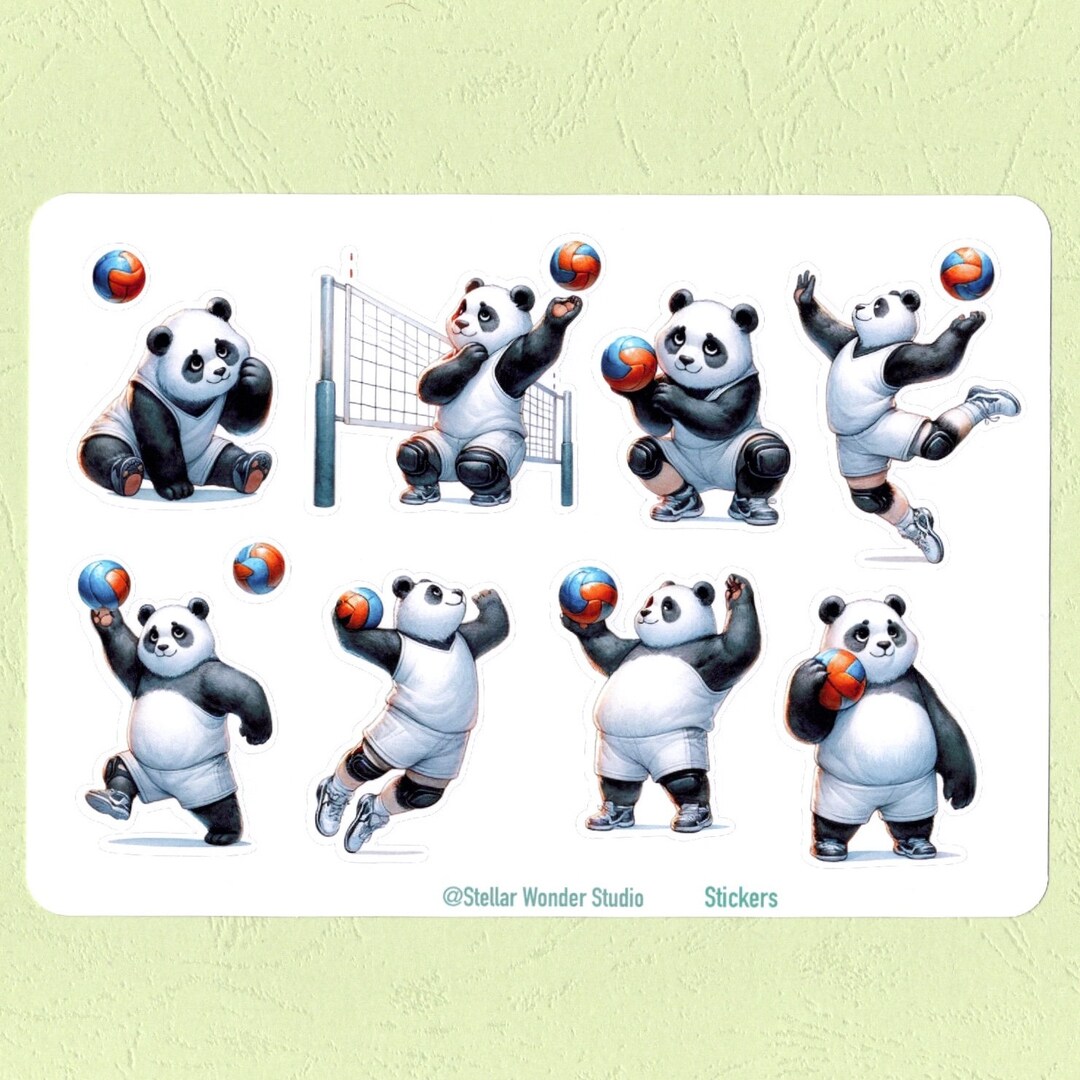 Sticker Sheet - Panda | Volleyball | Sports| Cute Animals | Festival ...