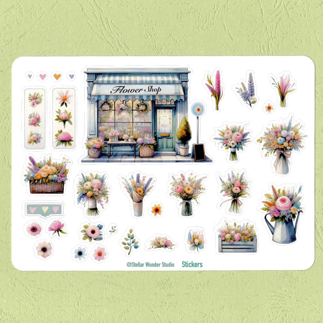 Sticker Sheet - Flower Shop | Decoration for Festival | Journal ...