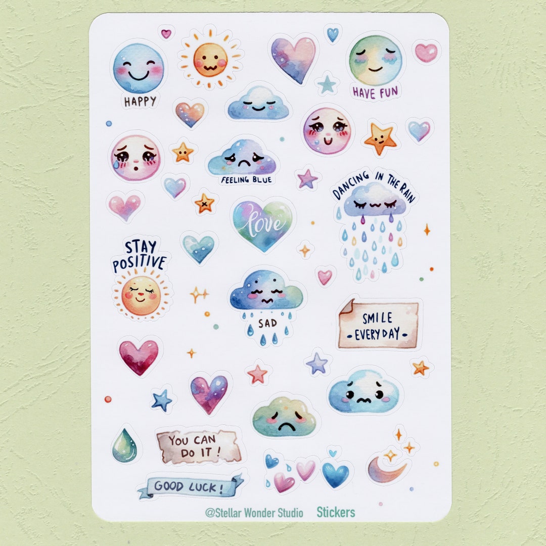 Sticker Sheet - Weather | Mood | Cloud | Sun | Rain | Expression ...