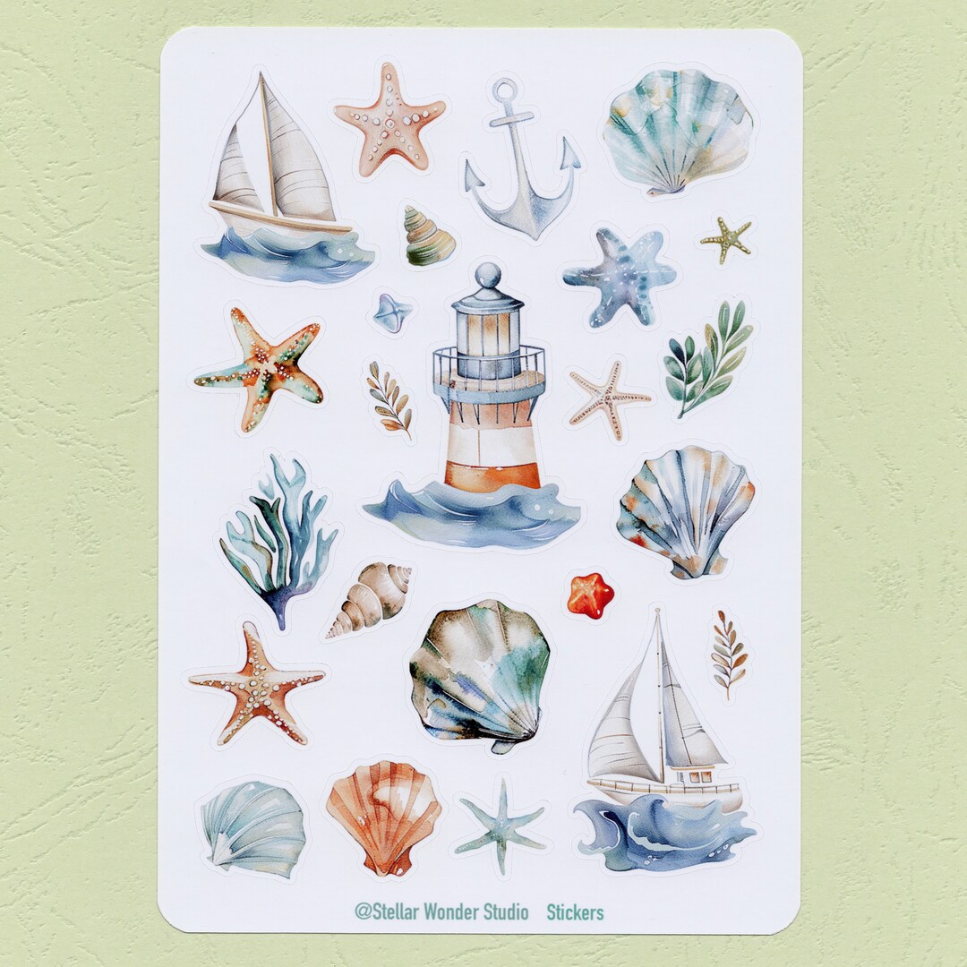 Sticker Sheet｜ocean World: Sailboats and Lighthouses, Harmony in the ...
