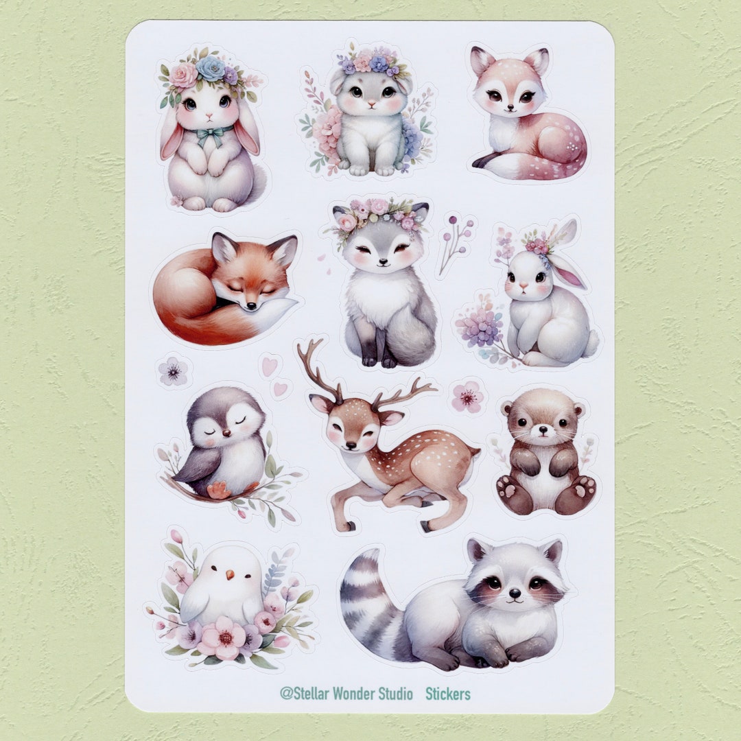 Sticker Sheet - Cute Animals | Spring | Festival | Journal | Planner ...