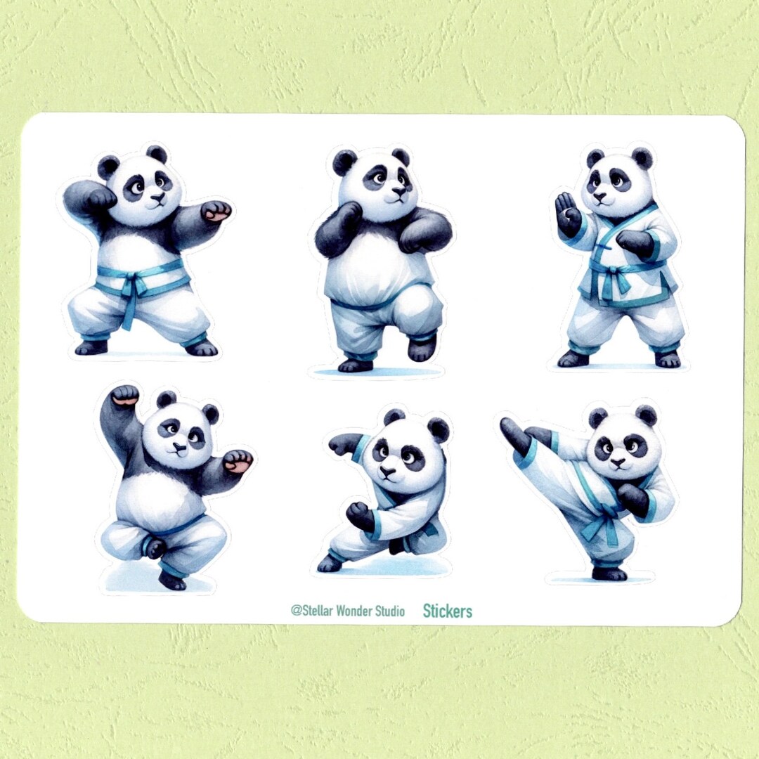 Sticker Sheet Panda Kung Fu Sports Cute Animals Festival Journal ...