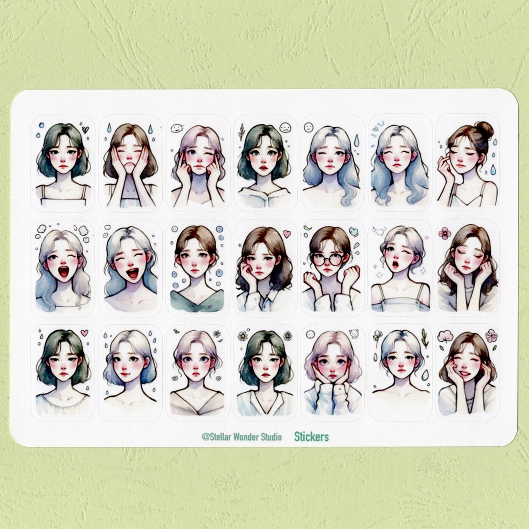 Sticker Sheet - Girl | Expression | Mood | Journal | Planner ...