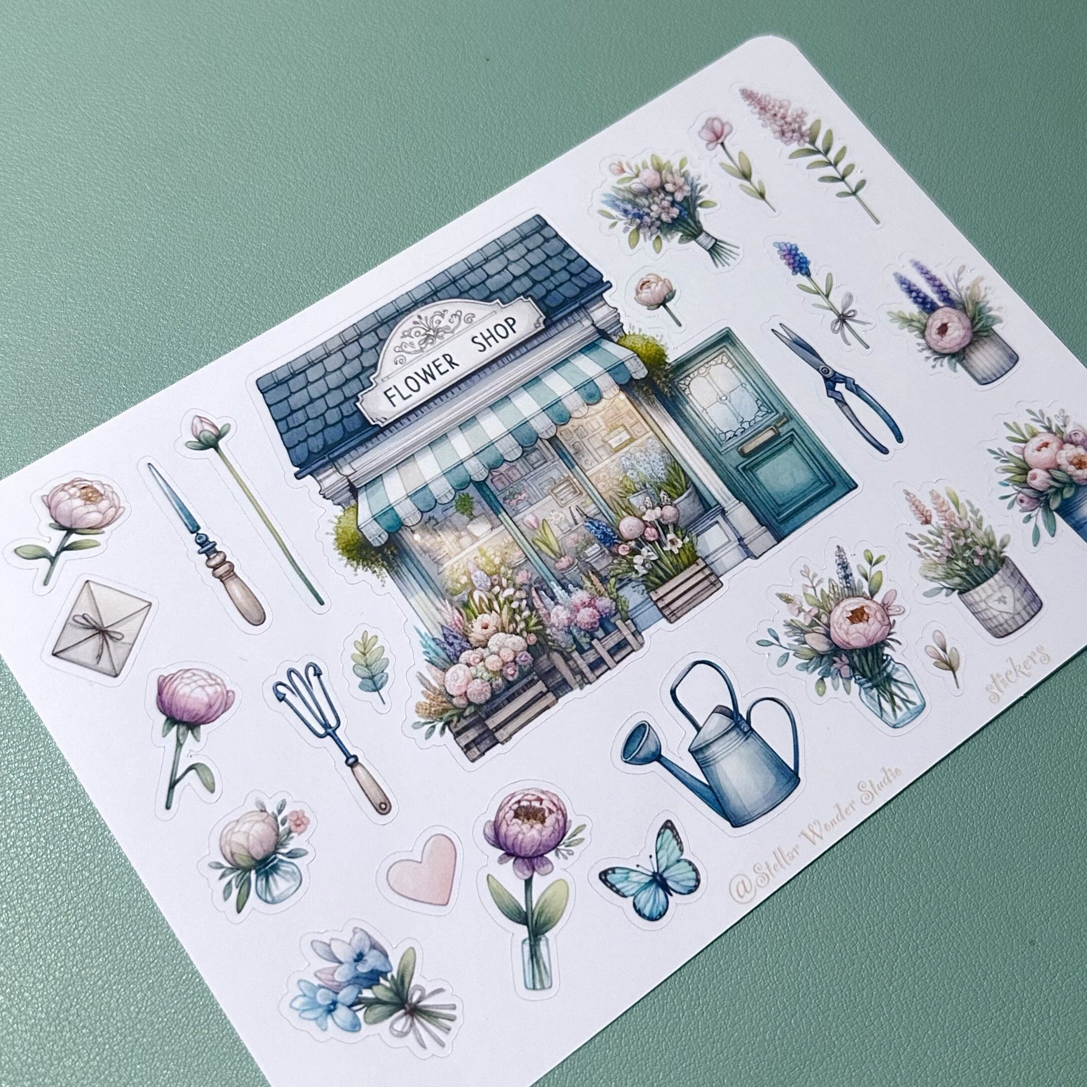 Sticker Sheet Flower Shop Decoration for Festival Journal Planner ...